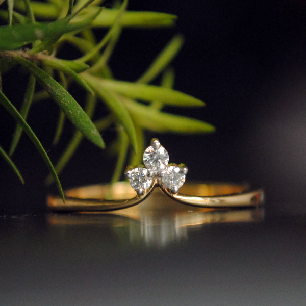 3 Diamond V Chevron Stacker Ring - Abhika Jewels