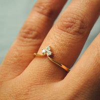 3 Diamond V Chevron Stacker Ring - Abhika Jewels